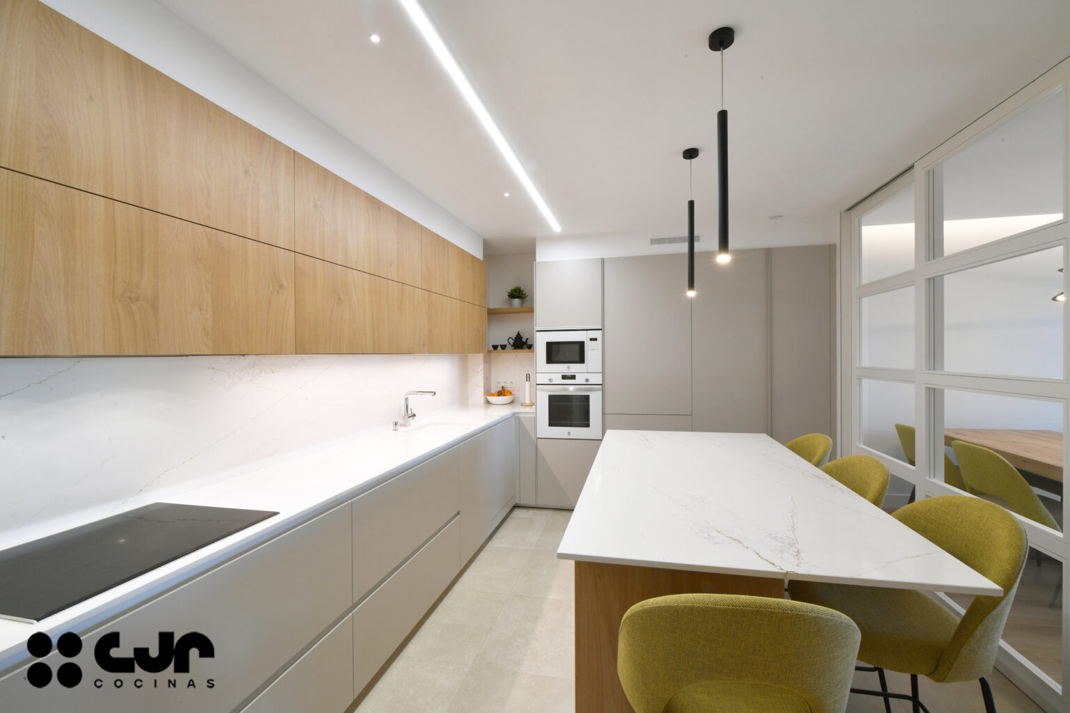 Cocina madera y cashmere con ISLA SEMIABIERTA Cocinas CJR | Cocinas CJR ...
